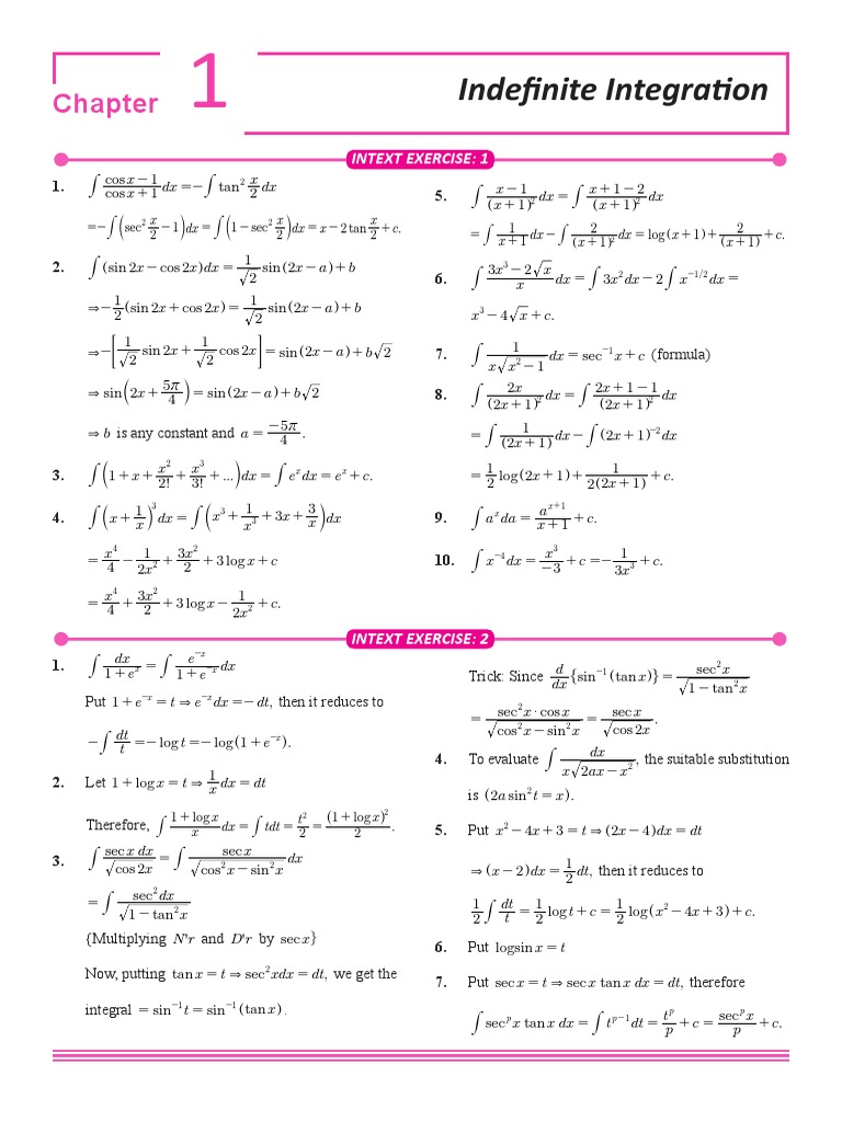 Indefinite Integration Techniques | PDF | Trigonometric Functions ...