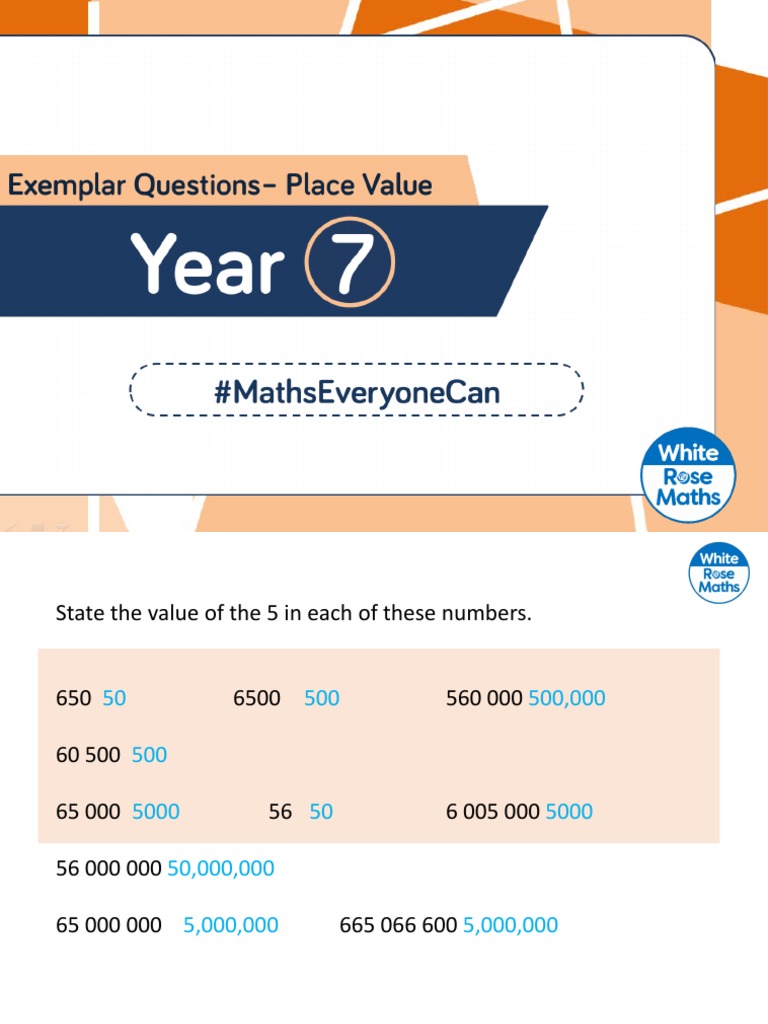 Y7 Autumn 4 Place Value Exemplar Questions and Answers | PDF | Mathematics