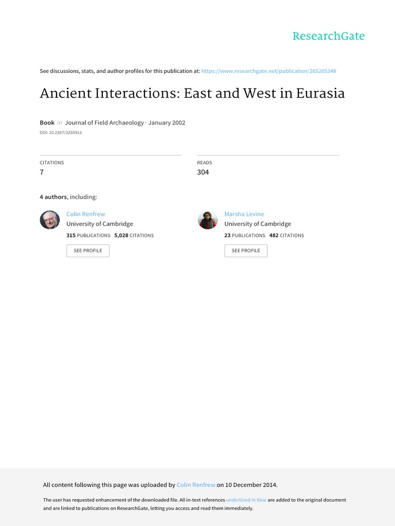 75057-REnfrew&levine - Ancient - Interactions - East - and - West - in ...