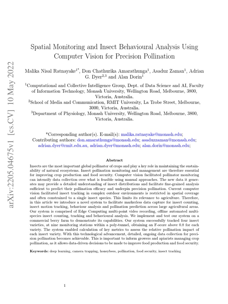Spatial Monitoring of Insects | PDF | Pollination | Flowers