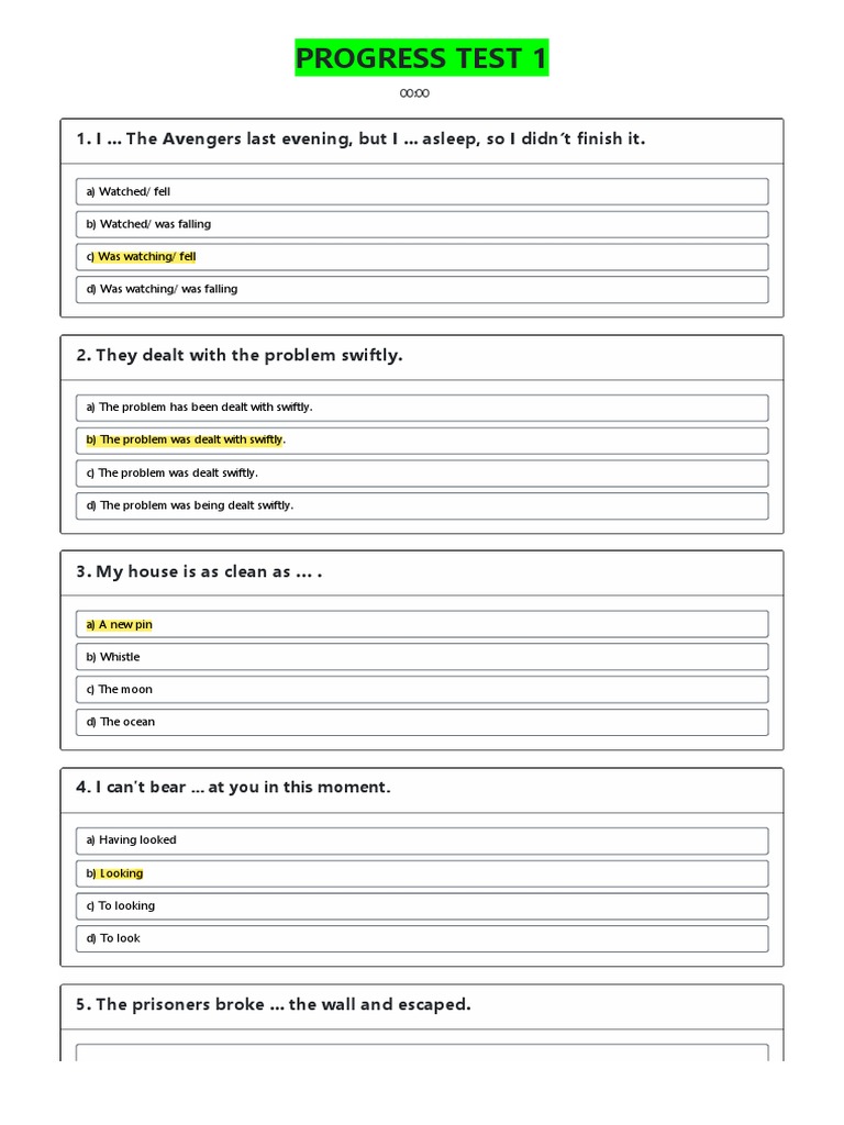 Progress Test 1-11D | PDF