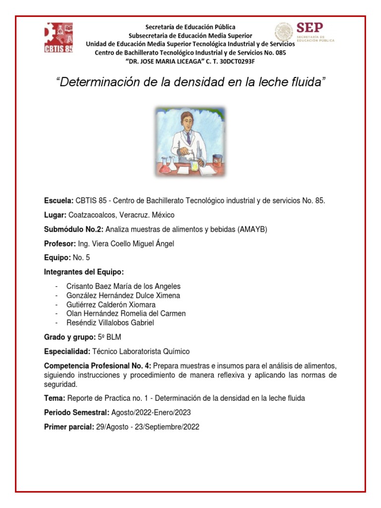 Determinación de La Densidad en La Leche Fluida - Reporte de Practica ...