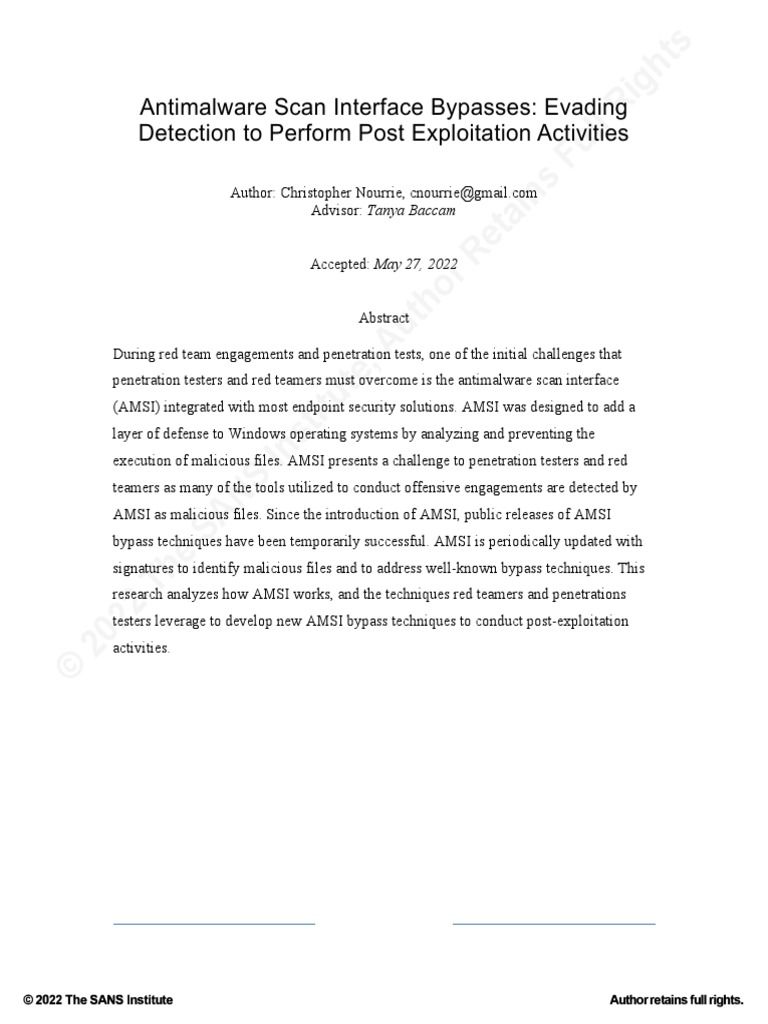 Antimalware Scan Interface Bypasses Det | PDF | Antivirus Software ...