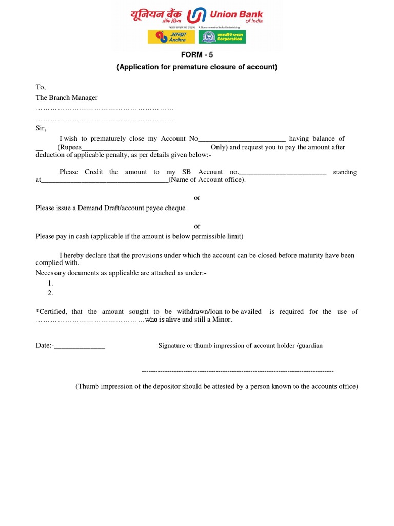 Form 5 PPF Premature Closure of Account | PDF