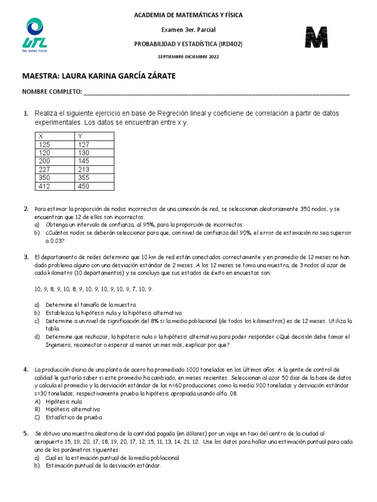 Clave - Exa - Tipo A - 3er - Probabilidad y Estadistica - Sep-Dic 2022 ...