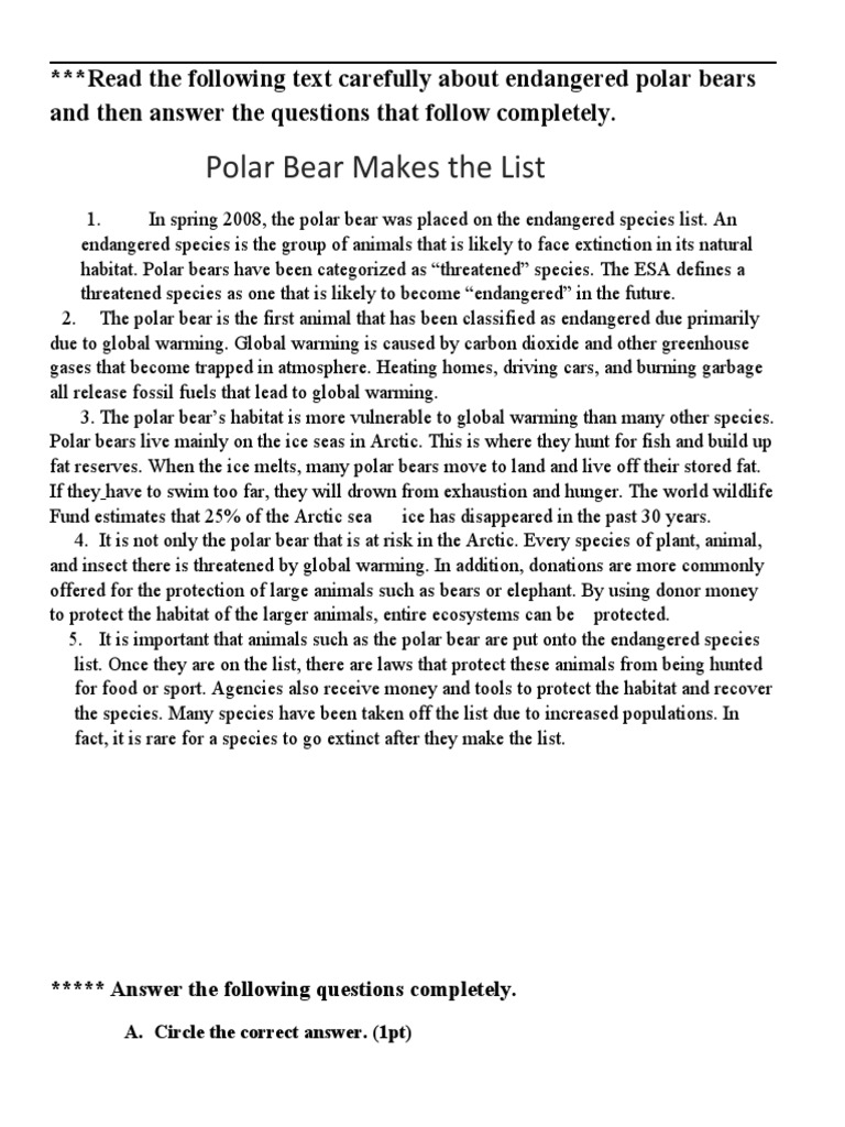 Polar Bears | PDF | Polar Bear | Climate Change
