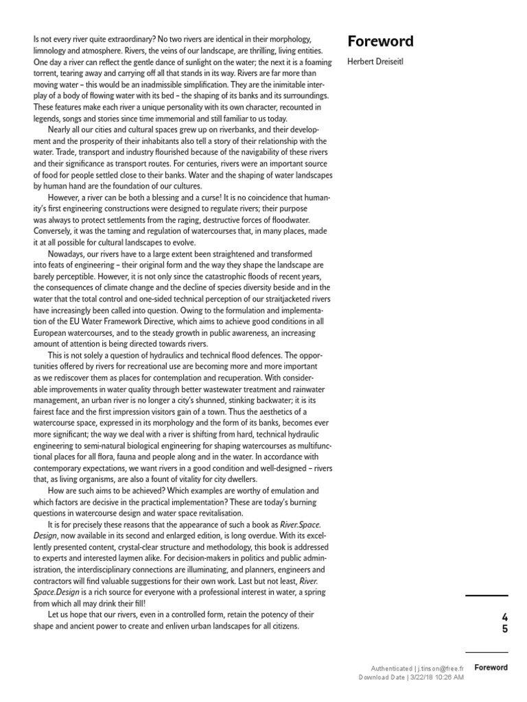 (9783035610420 - River - Space.design) Foreword | PDF | River | Water
