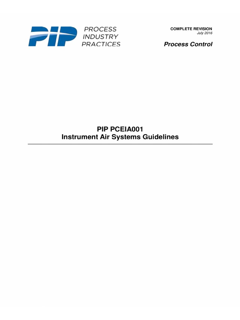PIP PCEIA001-2016 Instrument Air Systems Guidelines | PDF