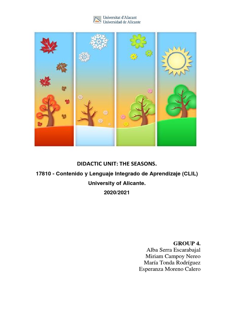 Didactic Unit. THE SEASONS | PDF | Learning | Teaching Method