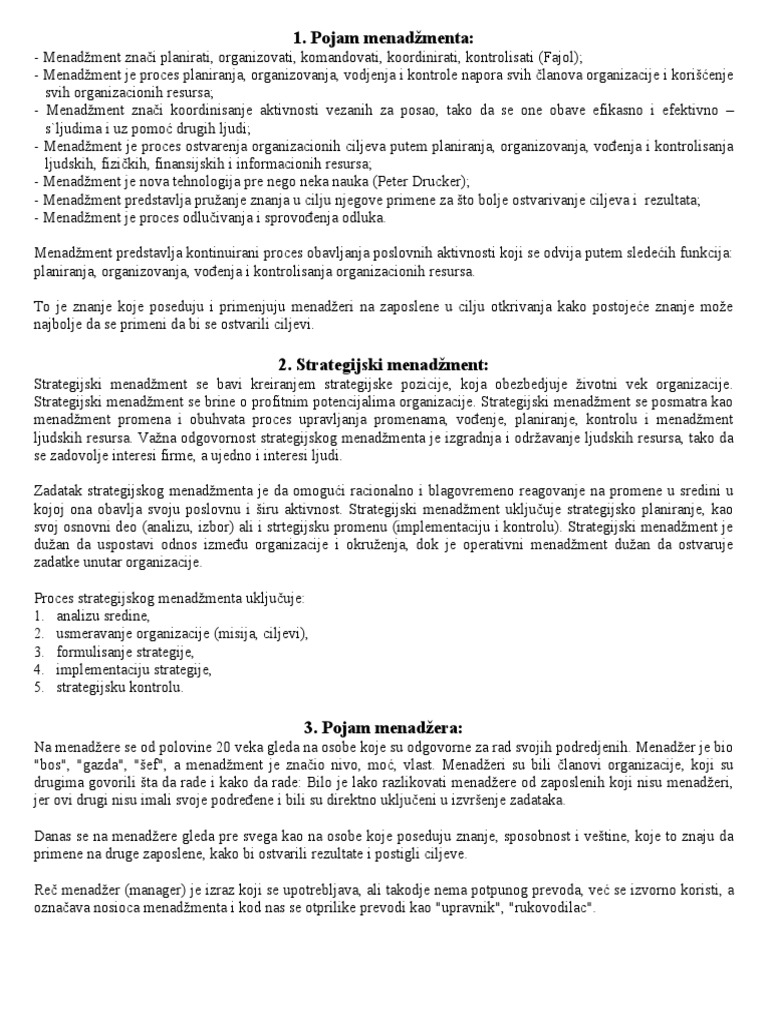 Menadzment - Kolokvijum | PDF