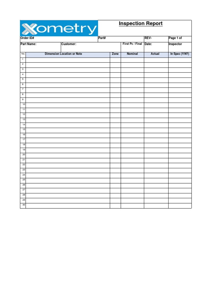 Xometry Inspection Template | PDF