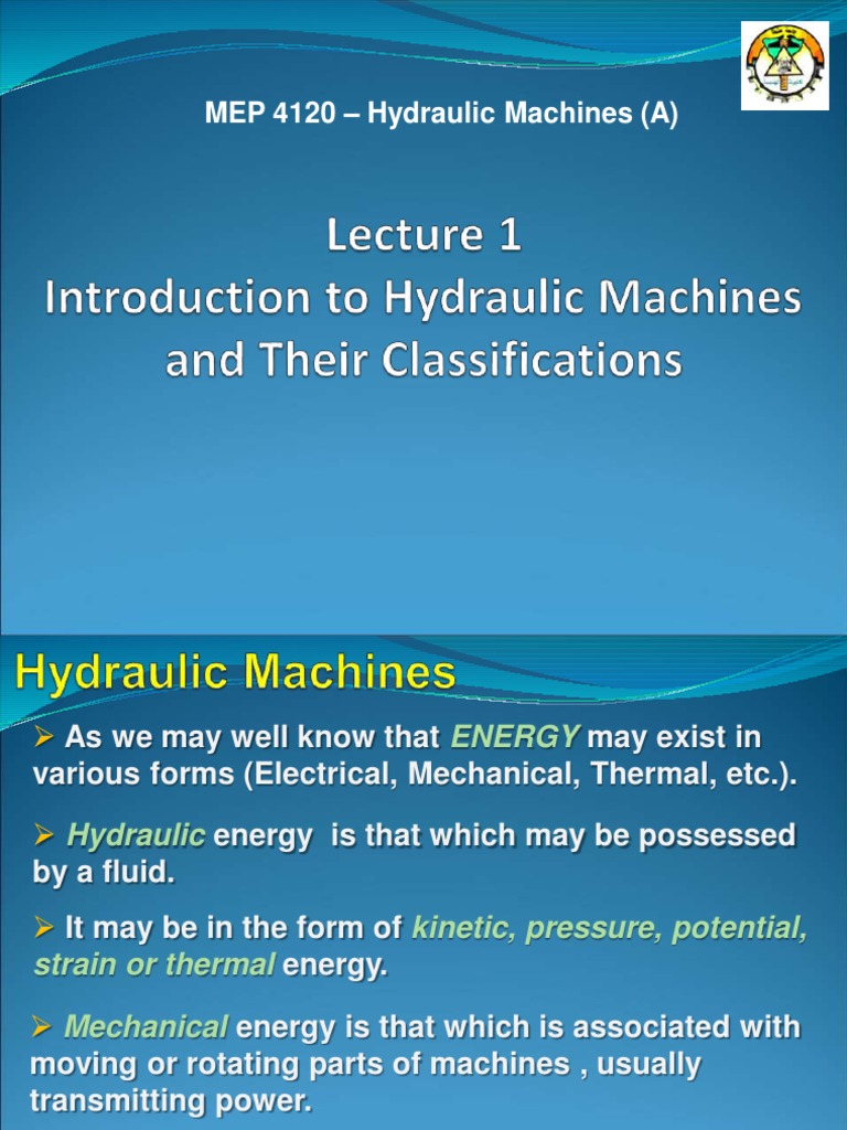 Turbomachinery-Hydraulic Machines Classification | PDF | Turbomachinery ...