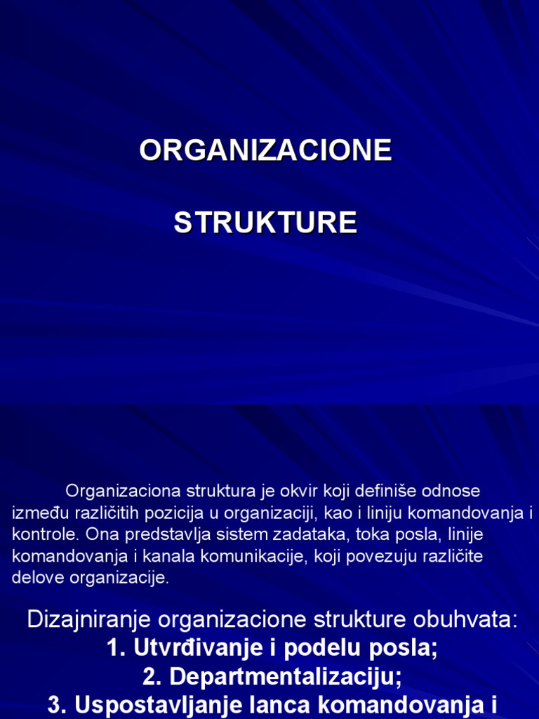 Organizacione Strukture - Prezentacija | PDF