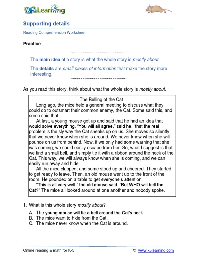 Grade 4 Main Idea D | PDF | Mouse