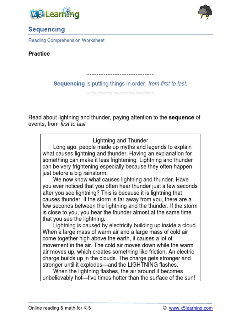 Grade 4 Sequencing A | PDF | Lightning | Thunder