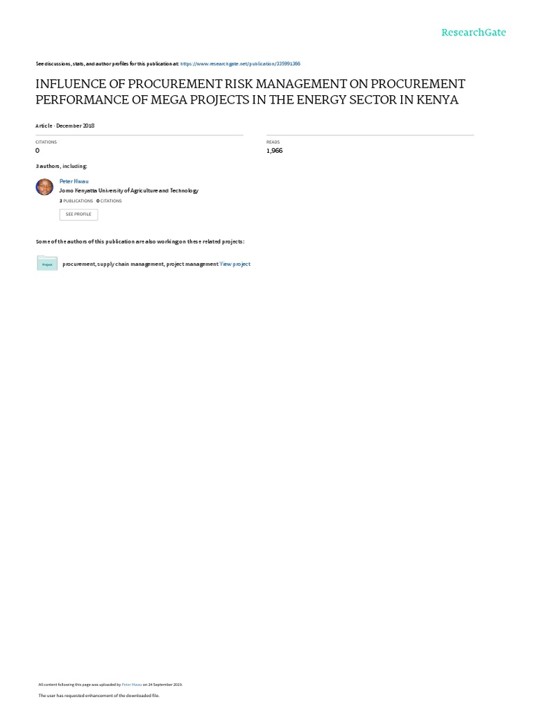 Procurement Risk Management in Mega Projects | PDF | Procurement | Risk