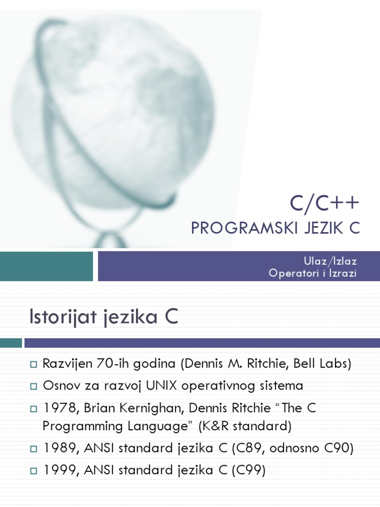 Programski Jezik C: Ulaz/Izlaz Operatori I Izrazi | PDF