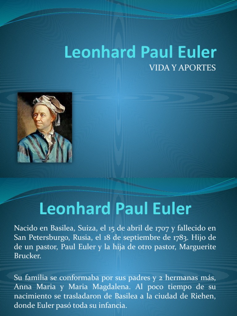 Leonhard Paul Euler | PDF | Leonhard Euler | Enseñanza de matemática