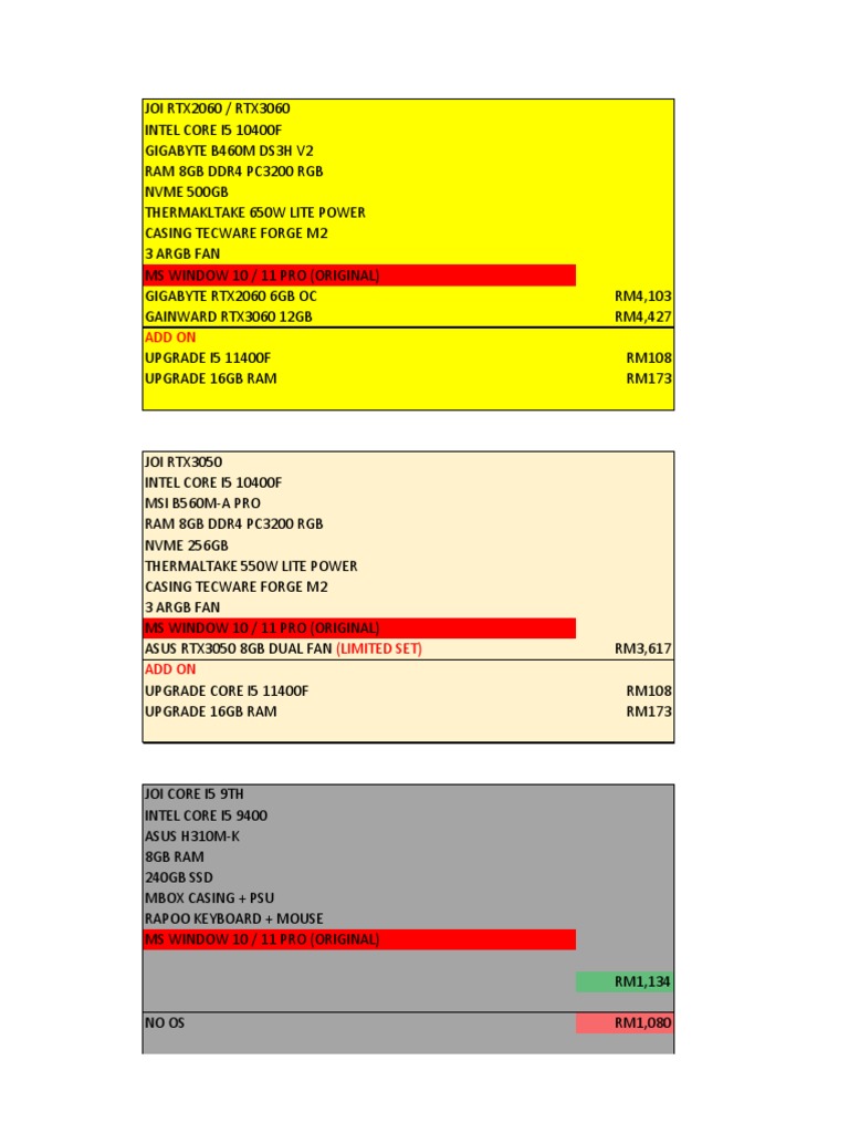 Pricelist Desktop PC | PDF | Computer Architecture | Personal Computers