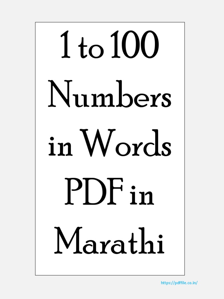 1 To 100 Numbers in Words in Marathi | PDF