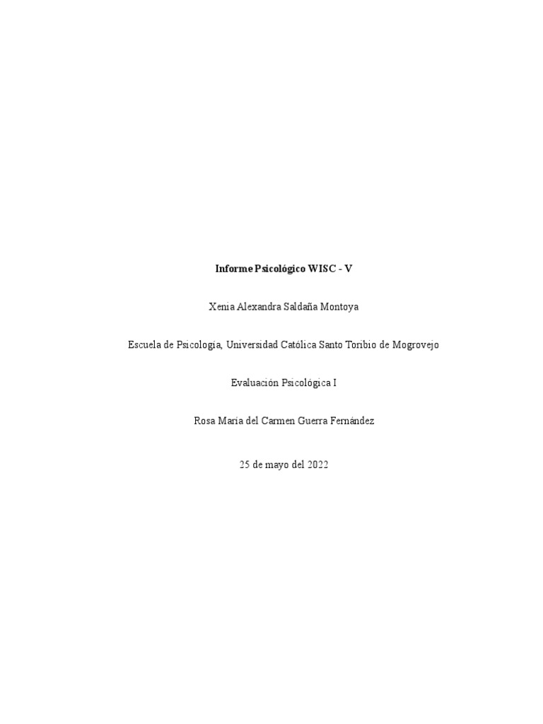 iNFORME PSICOLOGICO WISC V | PDF | Memoria de trabajo | Memoria