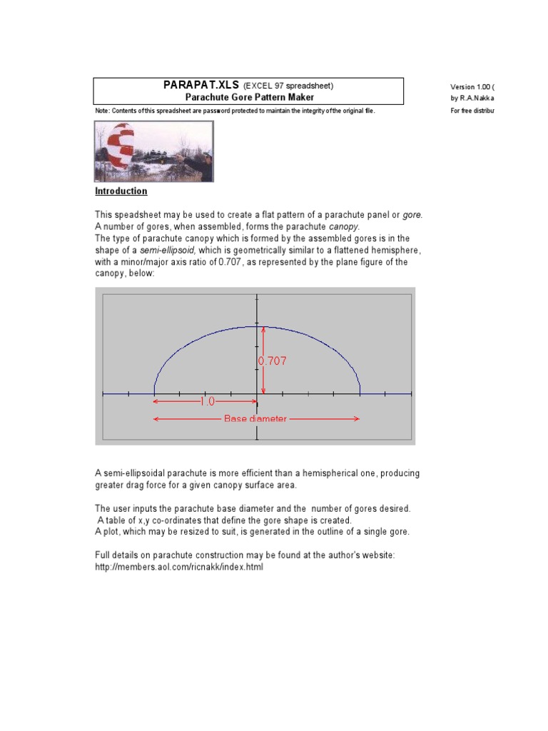 Parachute Gore Pattern Calculator | PDF | Microsoft Excel | Computer ...