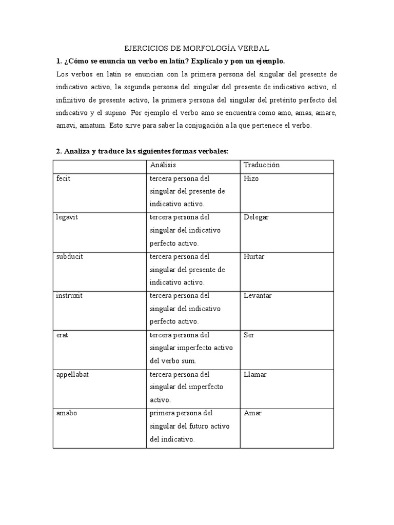 Ejercicios de Morfología Verbal 1 | PDF | Verbo | Conjugación gramatical