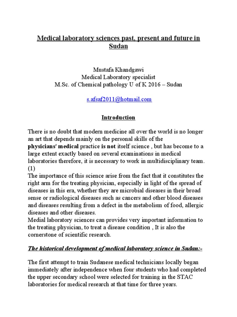 Medical Laboratory Sciences Past, Present and Future | PDF | Pathology ...