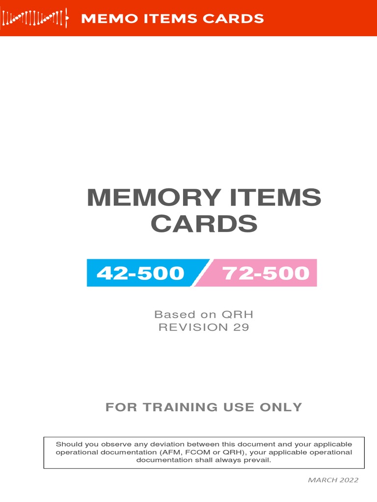 Memo Items Cards ATR42 72 500 March2022 | PDF | Takeoff | Aviation