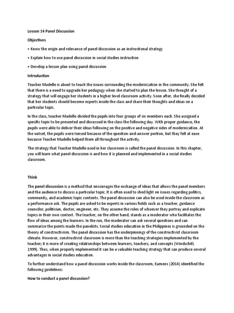 Panel Discussion | PDF | Constructivism (Philosophy Of Education) | Cognition