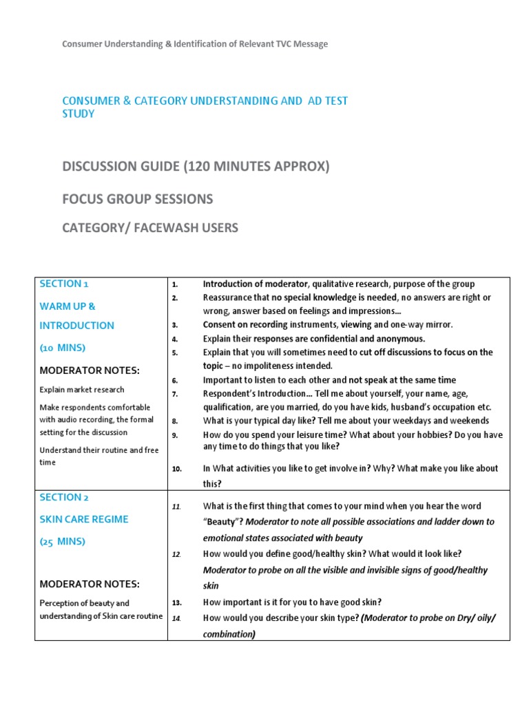 Sample Discussion Guide | PDF | Brand | Internet Forum