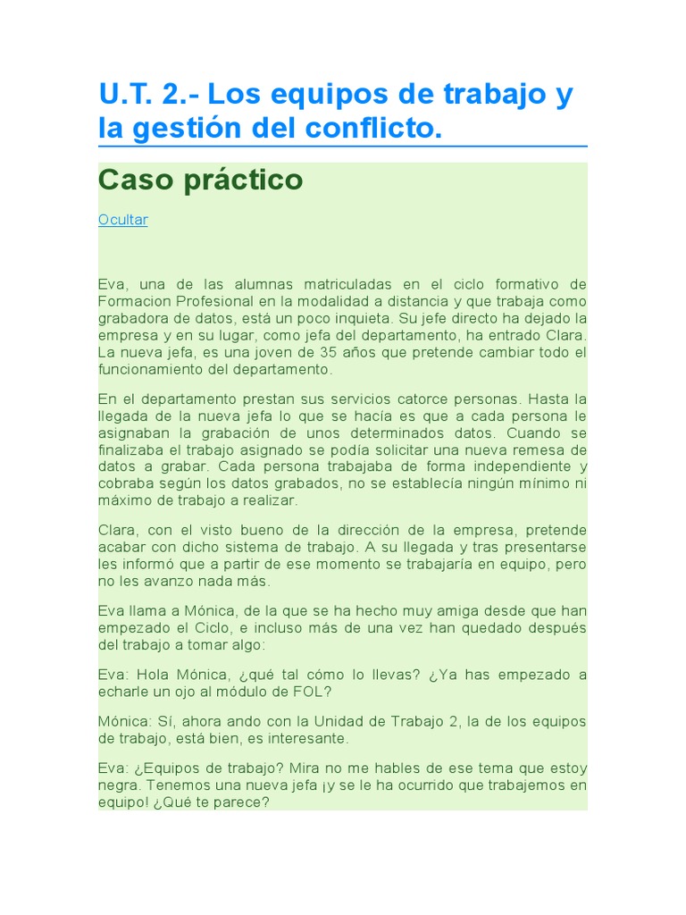 Unidad 2 Los Equipos de Trabajo y La Gestión Del Conflicto | PDF ...