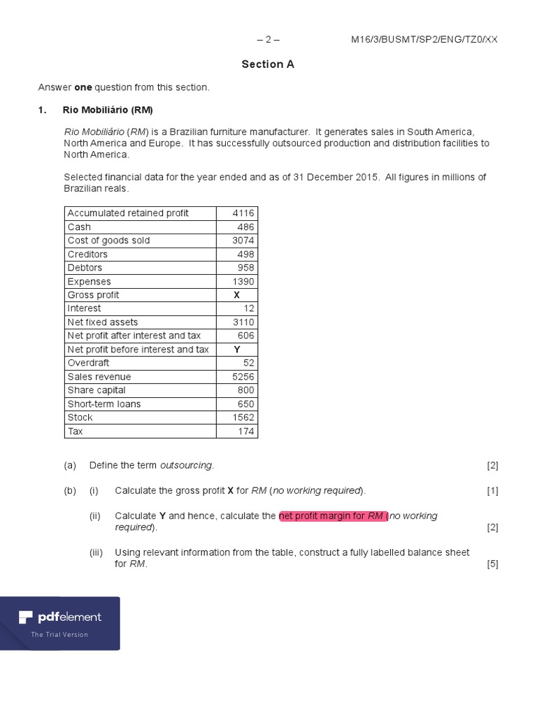 Past Year Exam Paper Folder SL | PDF | Brand | Working Capital