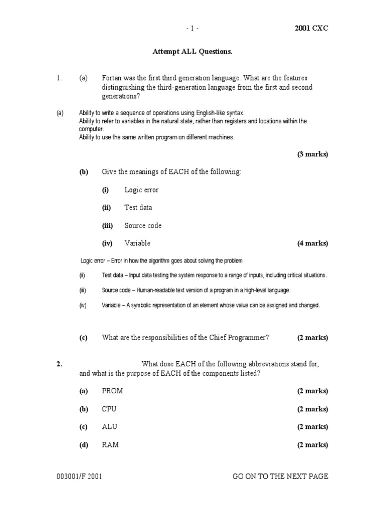 2001cxc Pdf Computer Program Programming