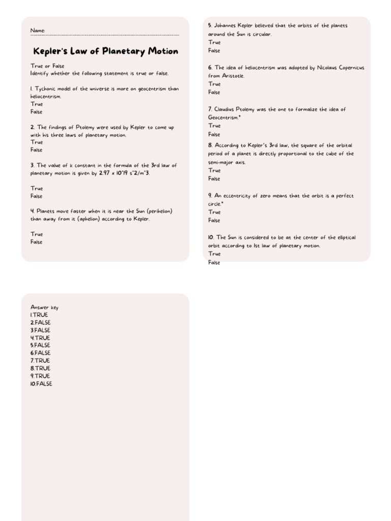 Kepler's Law of Planetary Motion (GRADE 12 - STEM) | PDF | Social ...