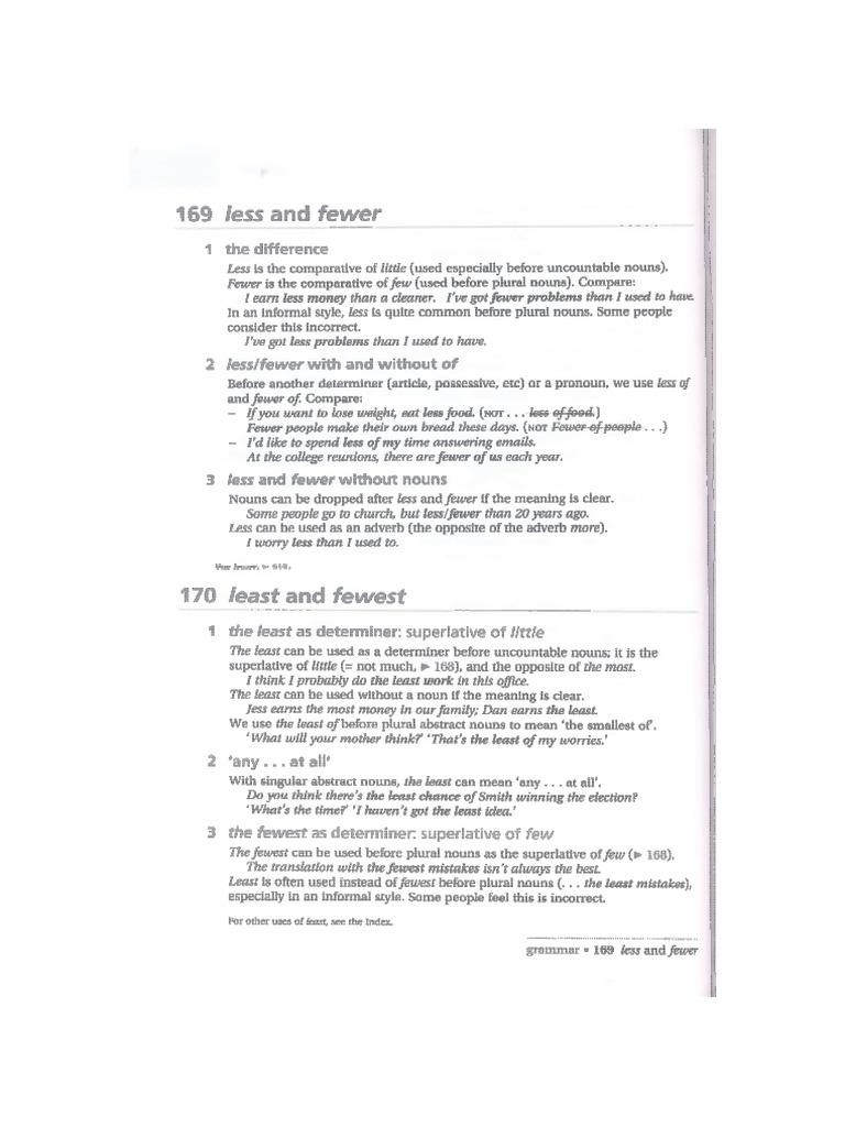 Less Fewer: 1 The Difference | PDF | Noun | Morphology