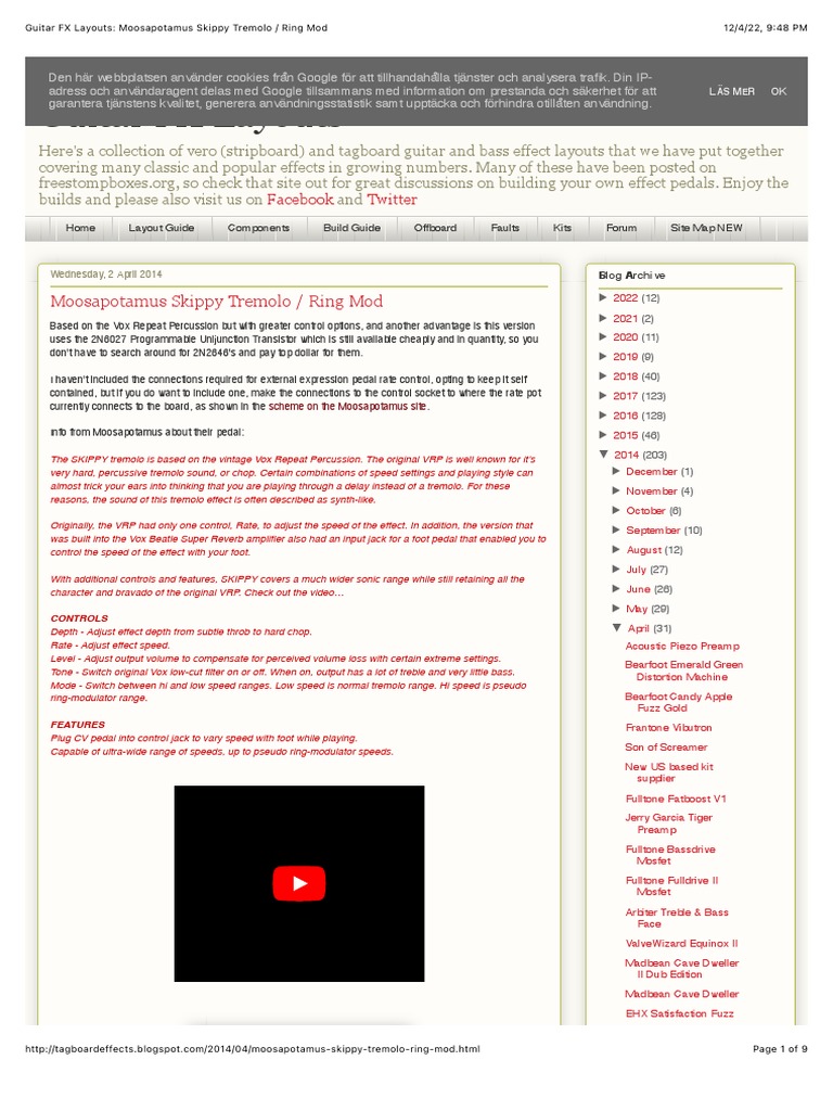 Guitar FX Layouts: Moosapotamus Skippy Tremolo: Ring Mod | PDF | Electronics | Computer Engineering