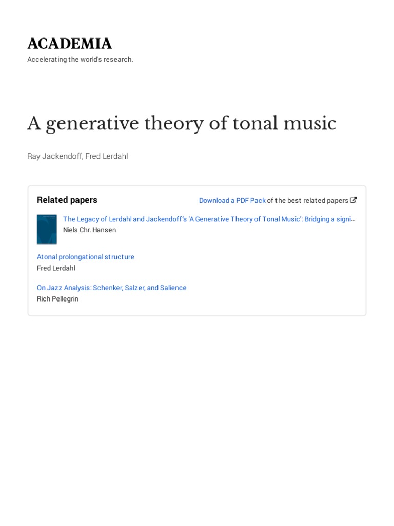 A Generative Theory of Tonal Music Ray Jackendoff, Fred Lerdahl | PDF ...