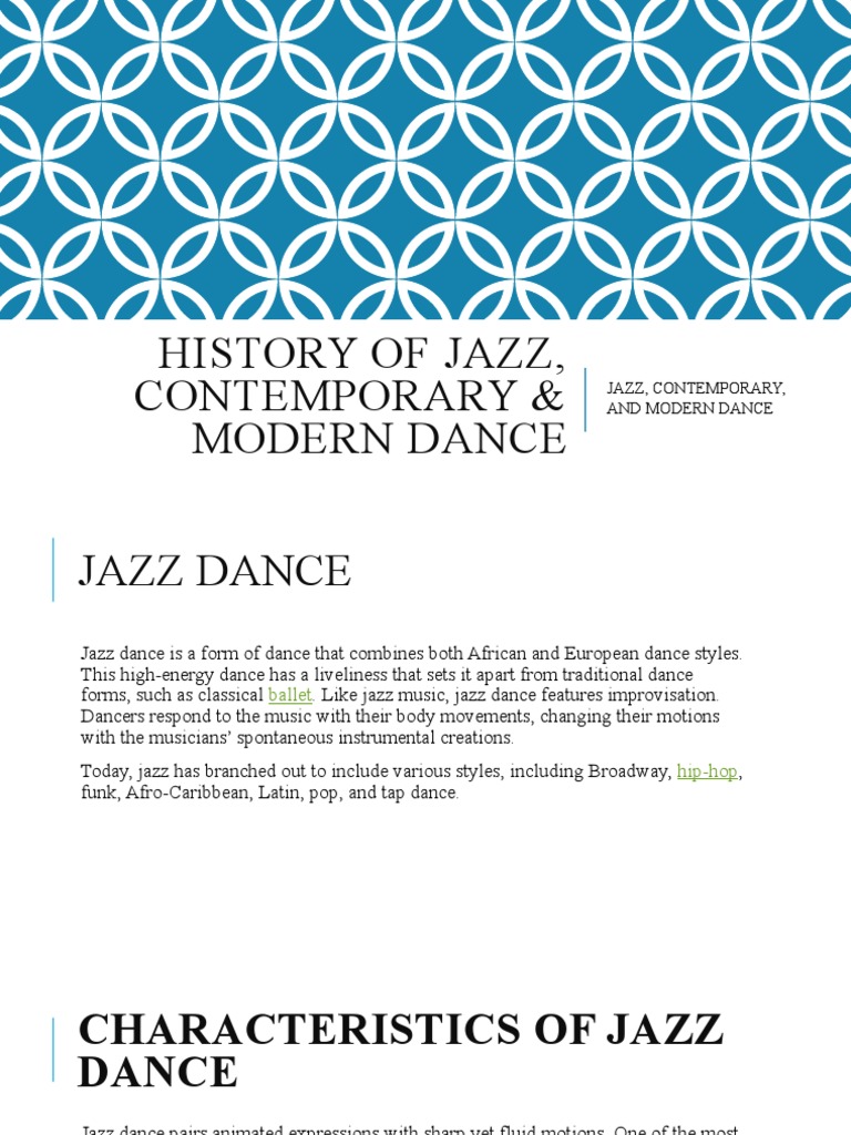 History of Jazz, Contemporary & Modern Dance | PDF | Dances | Jazz