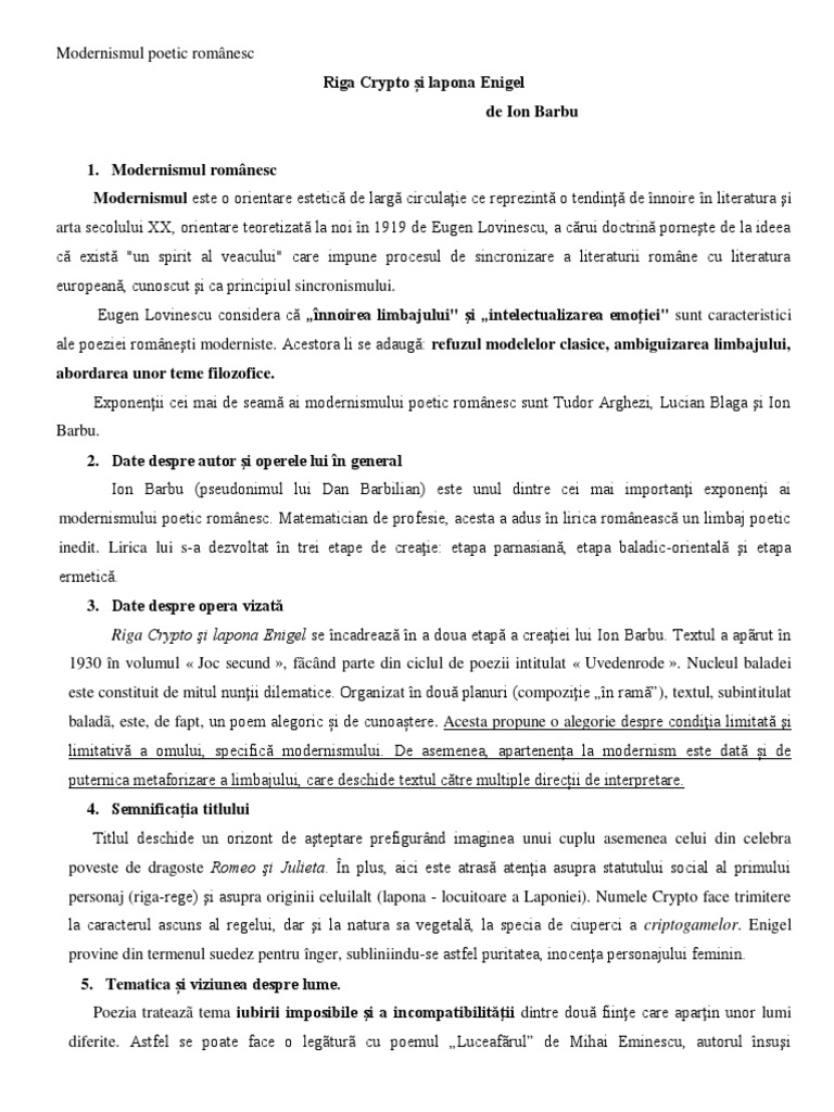 Riga Crypto Si Lapona Enigel - Ion Barbu | PDF