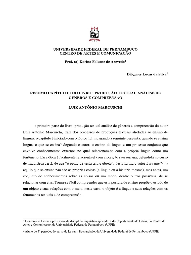 RESUMO Do Primeiro Capitulo Do Livro: PRODUÇÃO TEXTUAL ANÁLISE DE ...