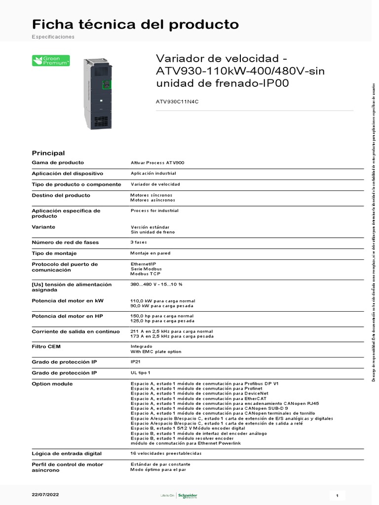 Altivar Process ATV900 - ATV930C11N4C | PDF | Impedancia eléctrica | Relé
