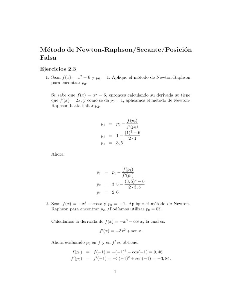 Método de Newton-Raphson - Secante - Posición Falsa | PDF
