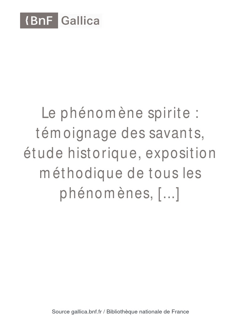 Le Phénomène Spirite | PDF | Spiritualisme | Médium (spiritisme)
