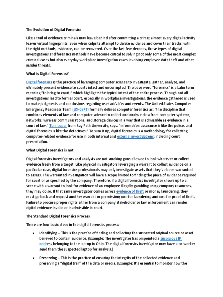 The Evolution of Digital Forensics | PDF | Computer Forensics | Digital ...