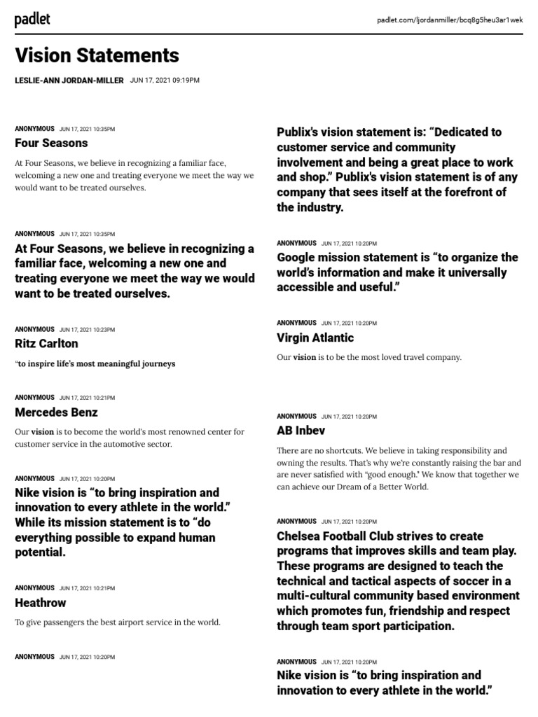 Vision Statements | PDF