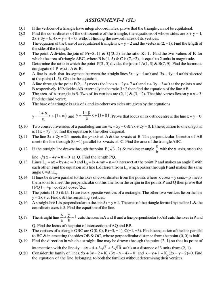 Straight Lines D | PDF | Triangle | Perpendicular