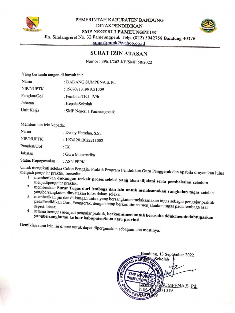 Surat Ijin Atasan CPP 8 | PDF