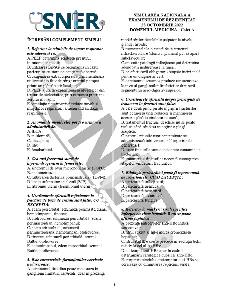 SNER 2022 - Var A | PDF