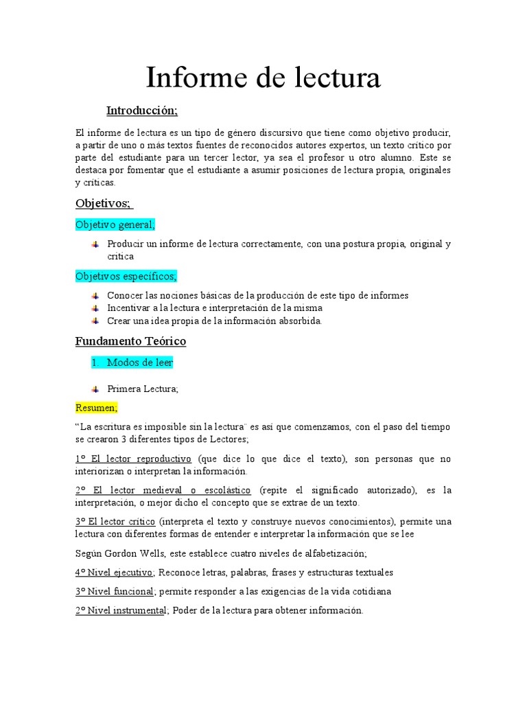 Informe de Lectura | PDF